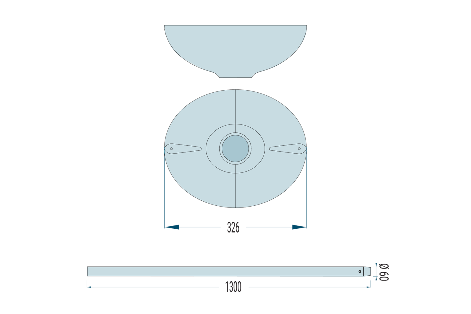 Ceiling mounting set with adjustable base and 130cm pole | Arms & Mounts